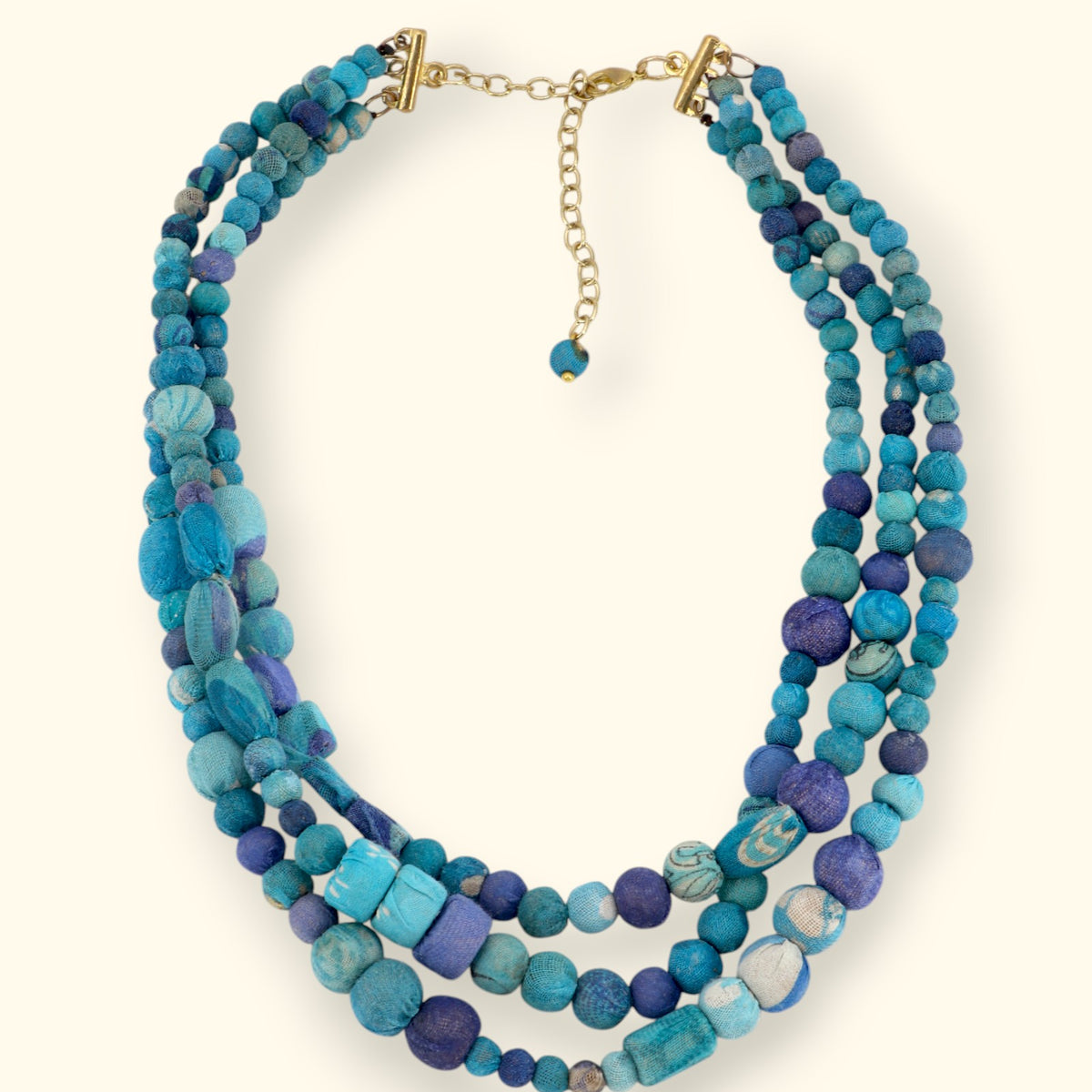 Trinity Blue Kantha Necklace – Handmade in India – Cultural Elements