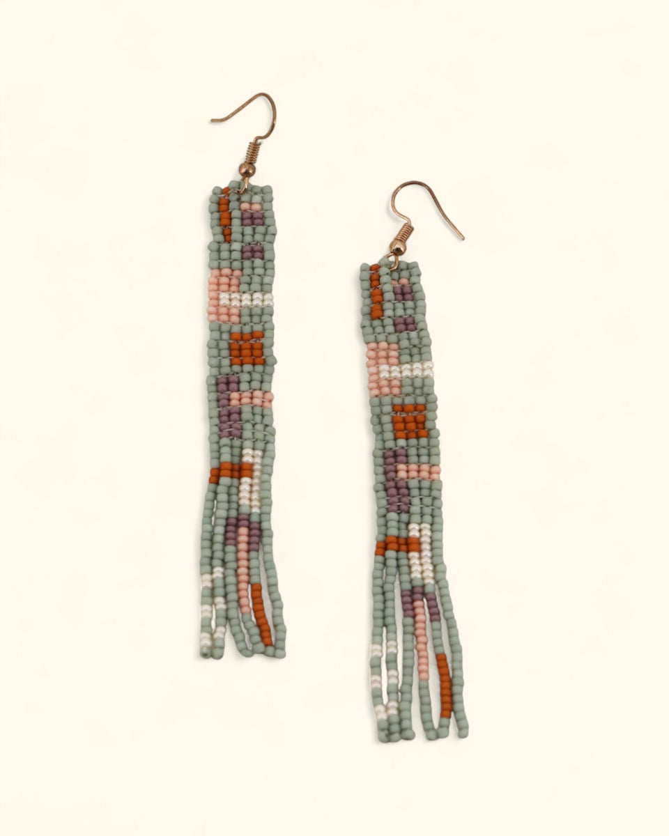 Earth-Toned Handmade Beaded Earrings – Soft Fringe, 3.5" – Cultural ...