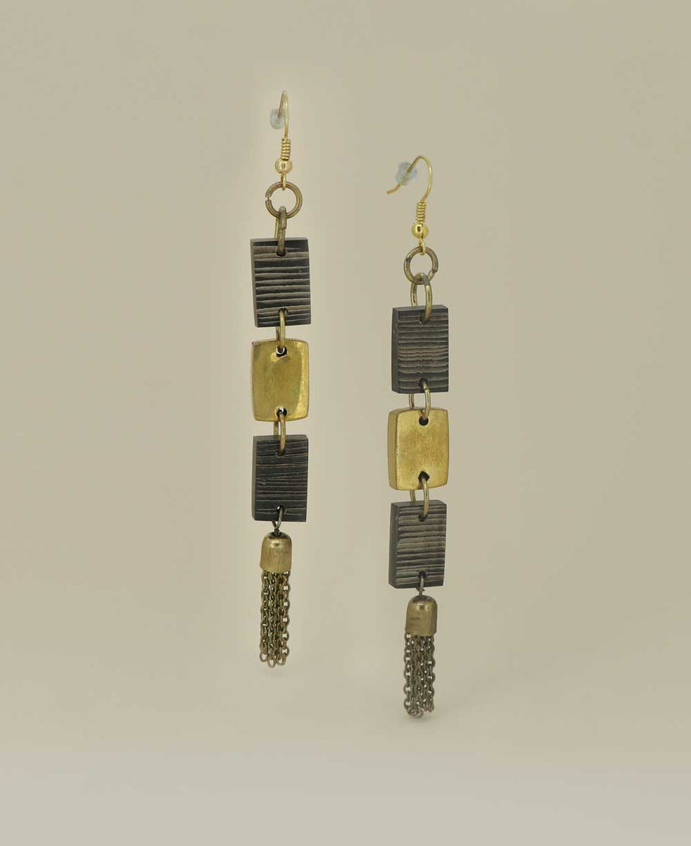 Graphite Block Earrings in Brass – Cultural Elements