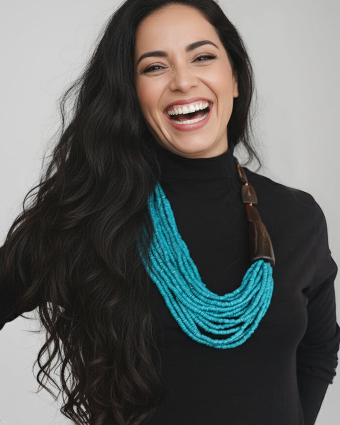 Asymmetric Horn and Coconut Bead Necklace - Unique Handcrafted Design ...