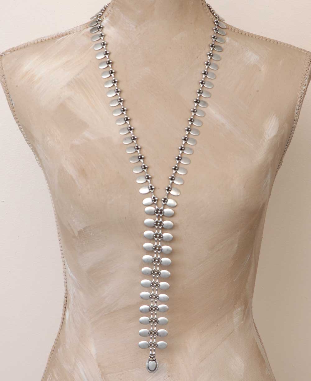 Simple Tabs Y-Shaped Long Pewter Necklace Handmade in Turkey – Cultural ...