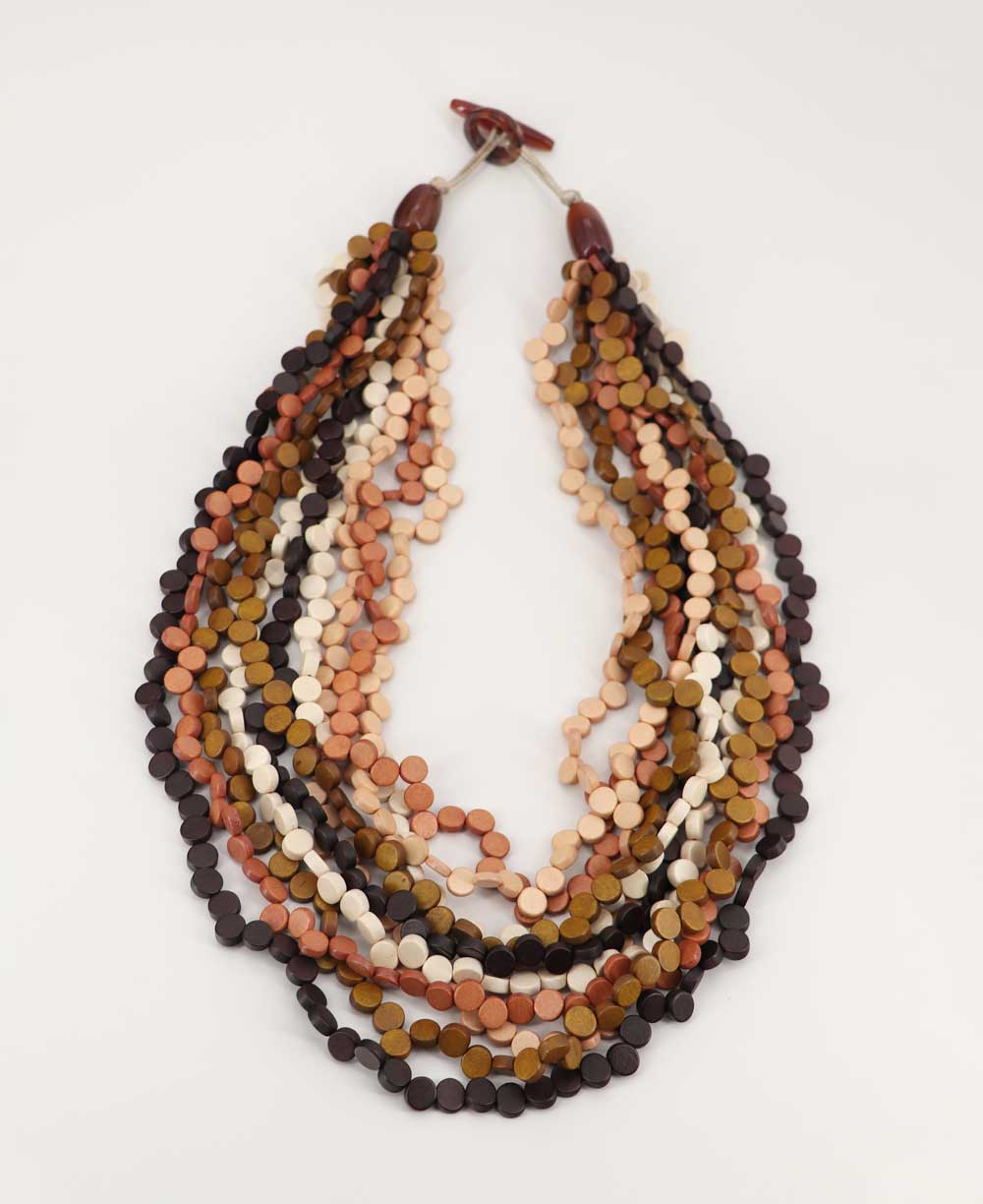Varied Brown Shades Twisted Strand Wood Necklace - Artisanal Depth and ...