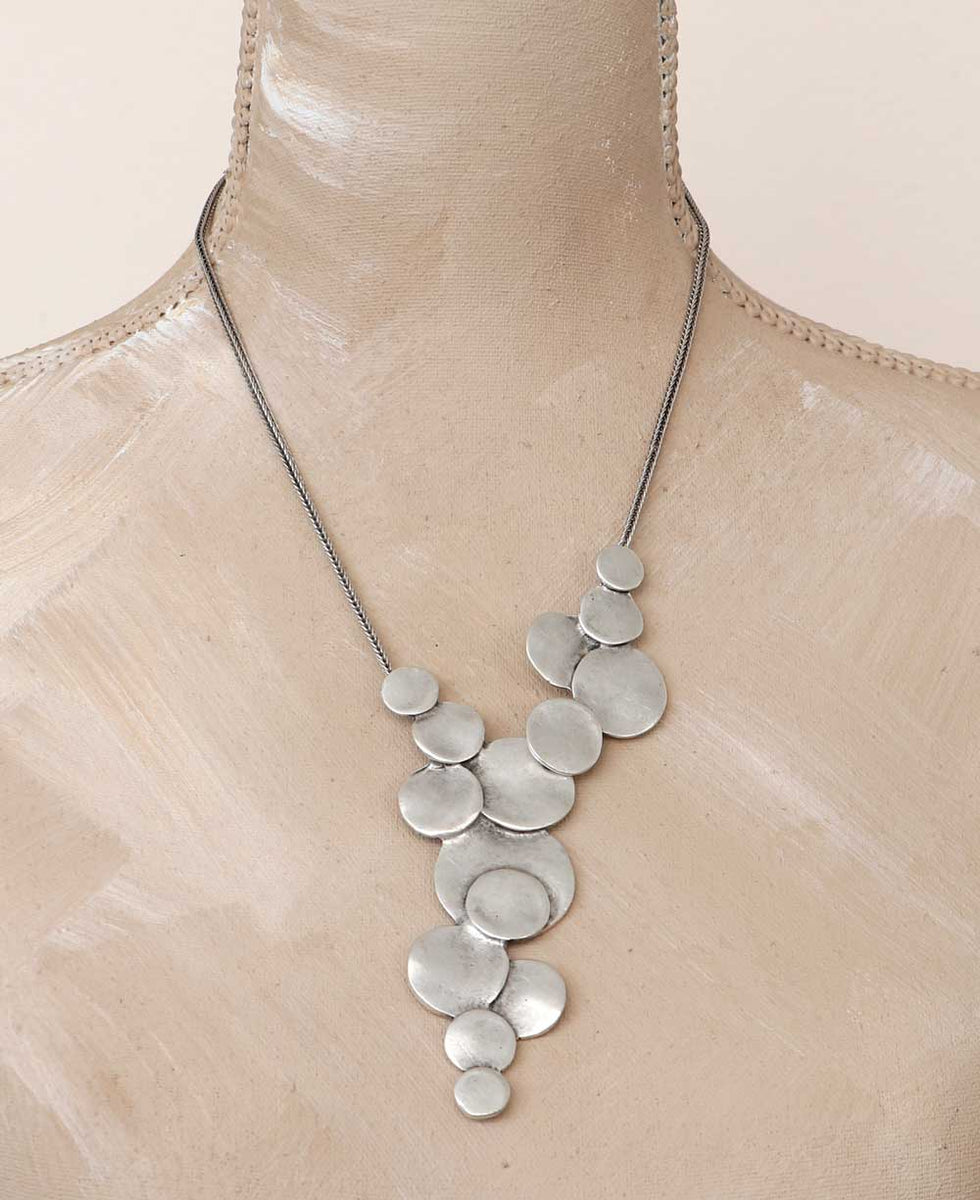 Structured Discs Statement Pewter Necklace Handmade in Turkey ...