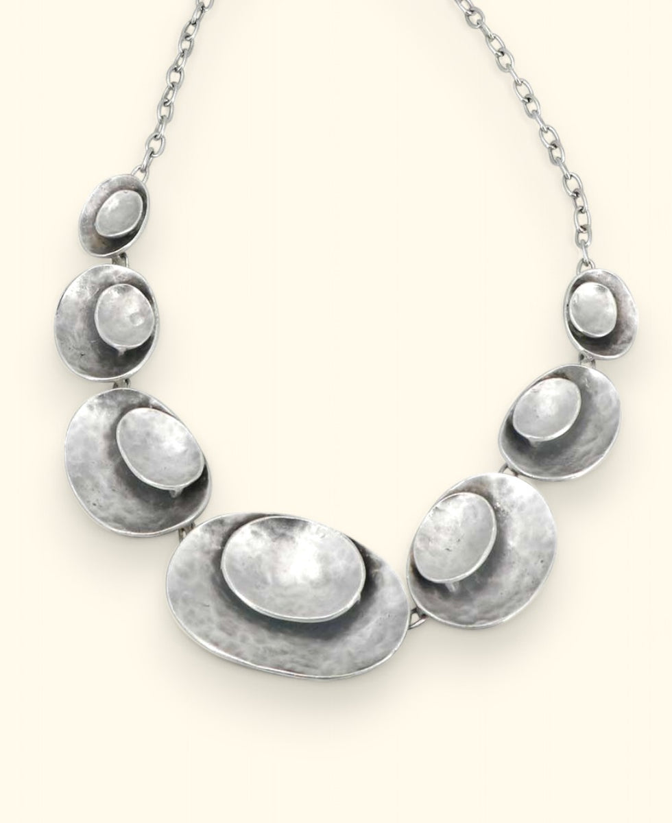 Handmade Pewter Disc Statement Necklace | Hypoallergenic | CHW-N1008 ...