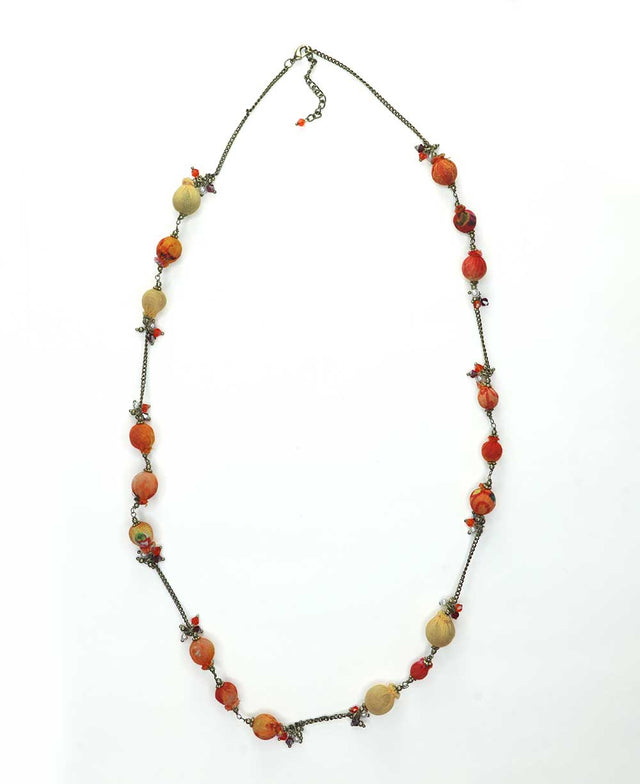 Handcrafted Textile-Wrapped Bead Necklace in Multiple Colors – Cultural ...