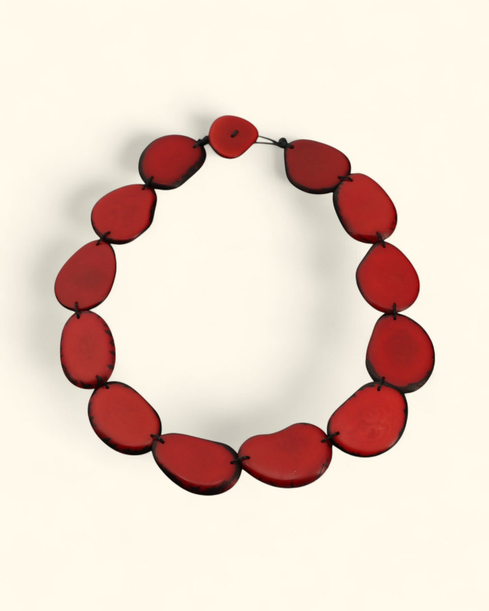 Handcrafted Red Tagua Chip Necklace – Sustainable Jewelry from Ecuador ...